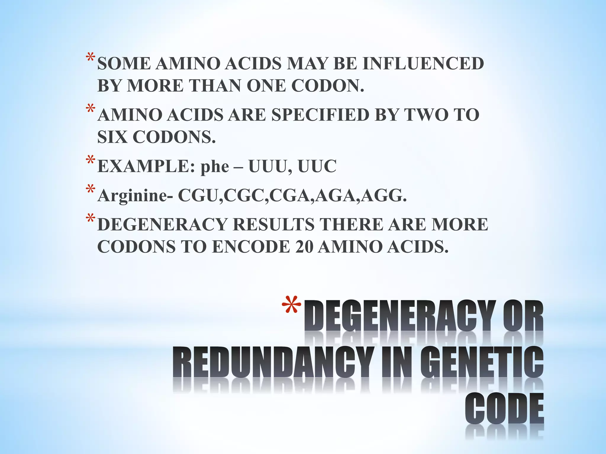 Degeneracy in genetic code | PPTX