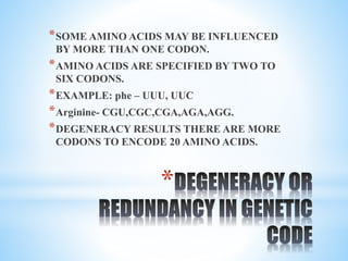 Degeneracy in genetic code | PPTX