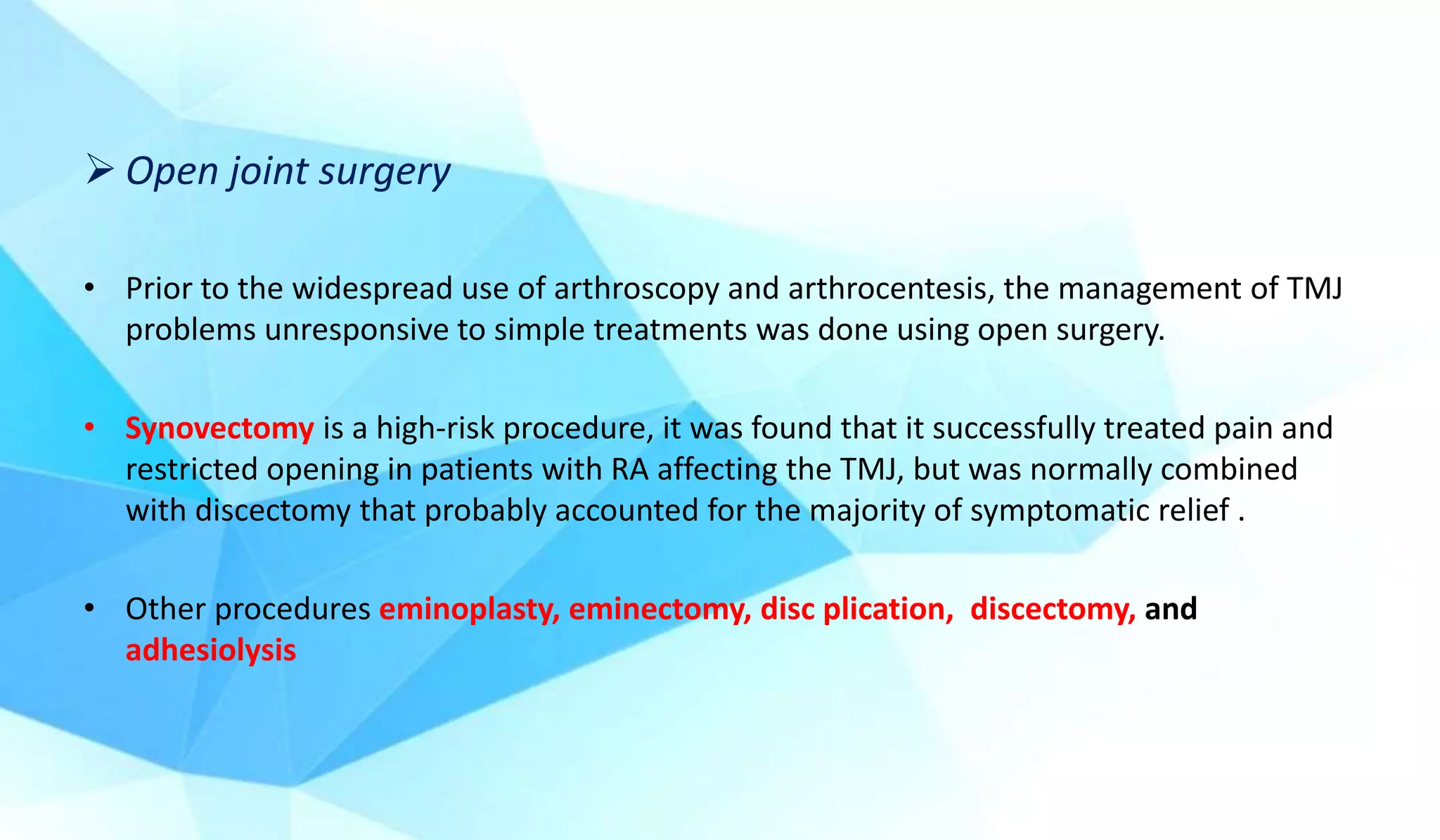 Degenerative joint disorders of temporomandibular joint | PPTX