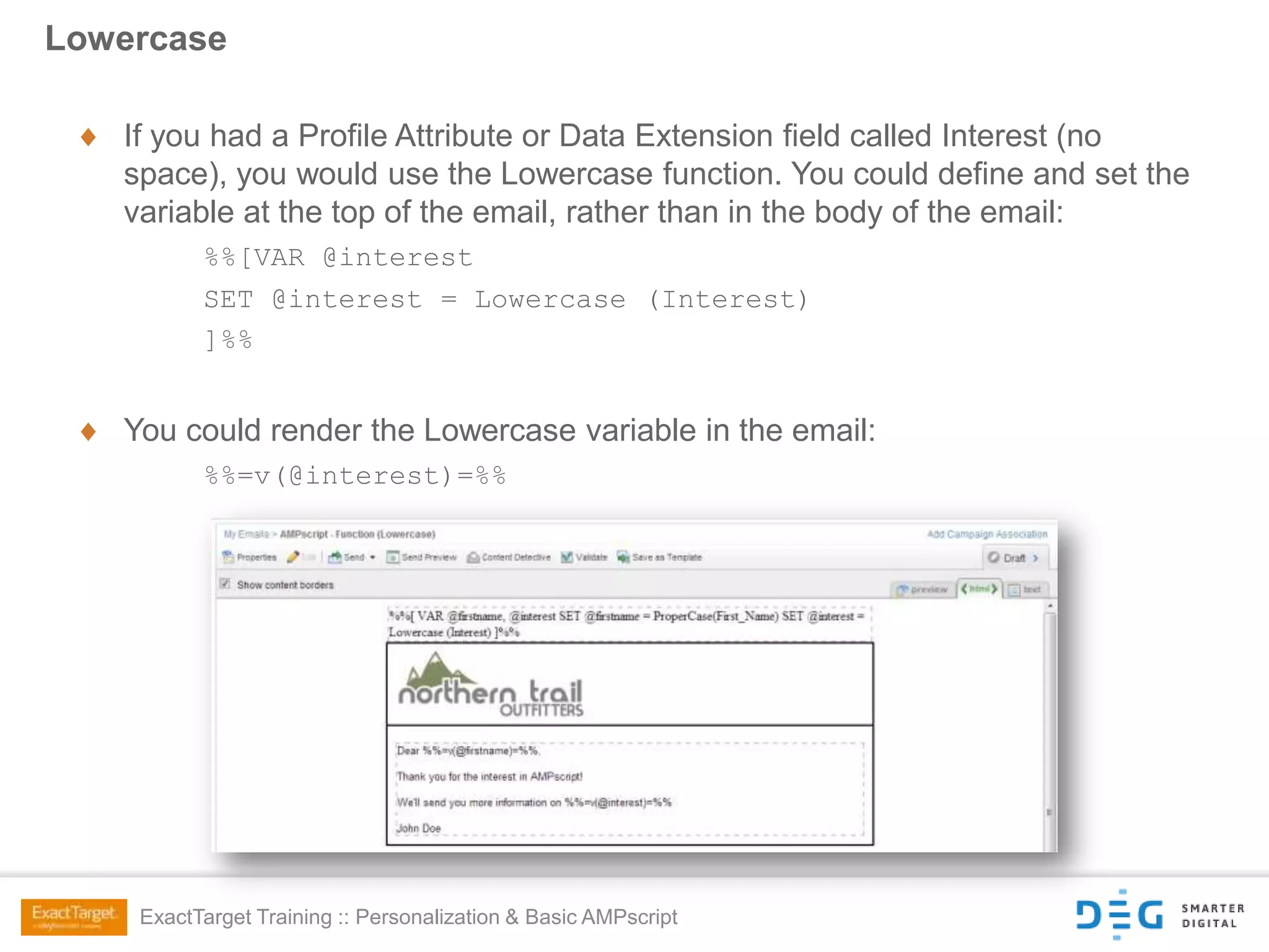 ExactTarget Training: Personalization & AMPscript | PPTX