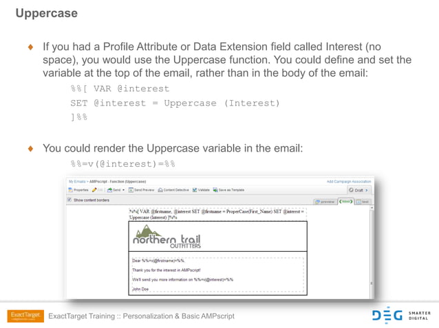 ExactTarget Training: Personalization & AMPscript | PPT
