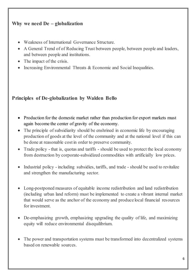 What is DE- Globalization & its examples | PDF