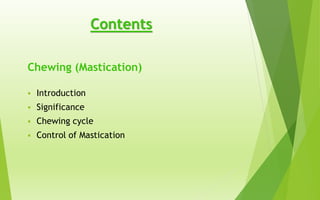 Deglutition and Chewing cycle _Dr. Pratistha | PDF