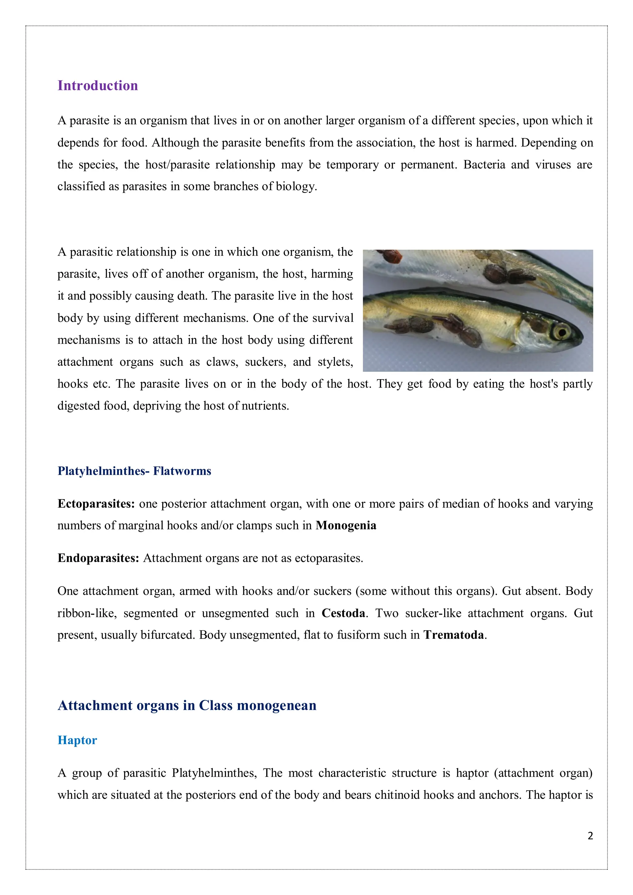 Different attachment organ of fish parasites.pdf