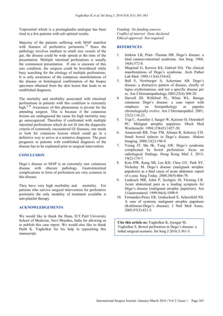 Bowel perforation in Dego’s disease: a lethal surgical scenario Ketan | PDF