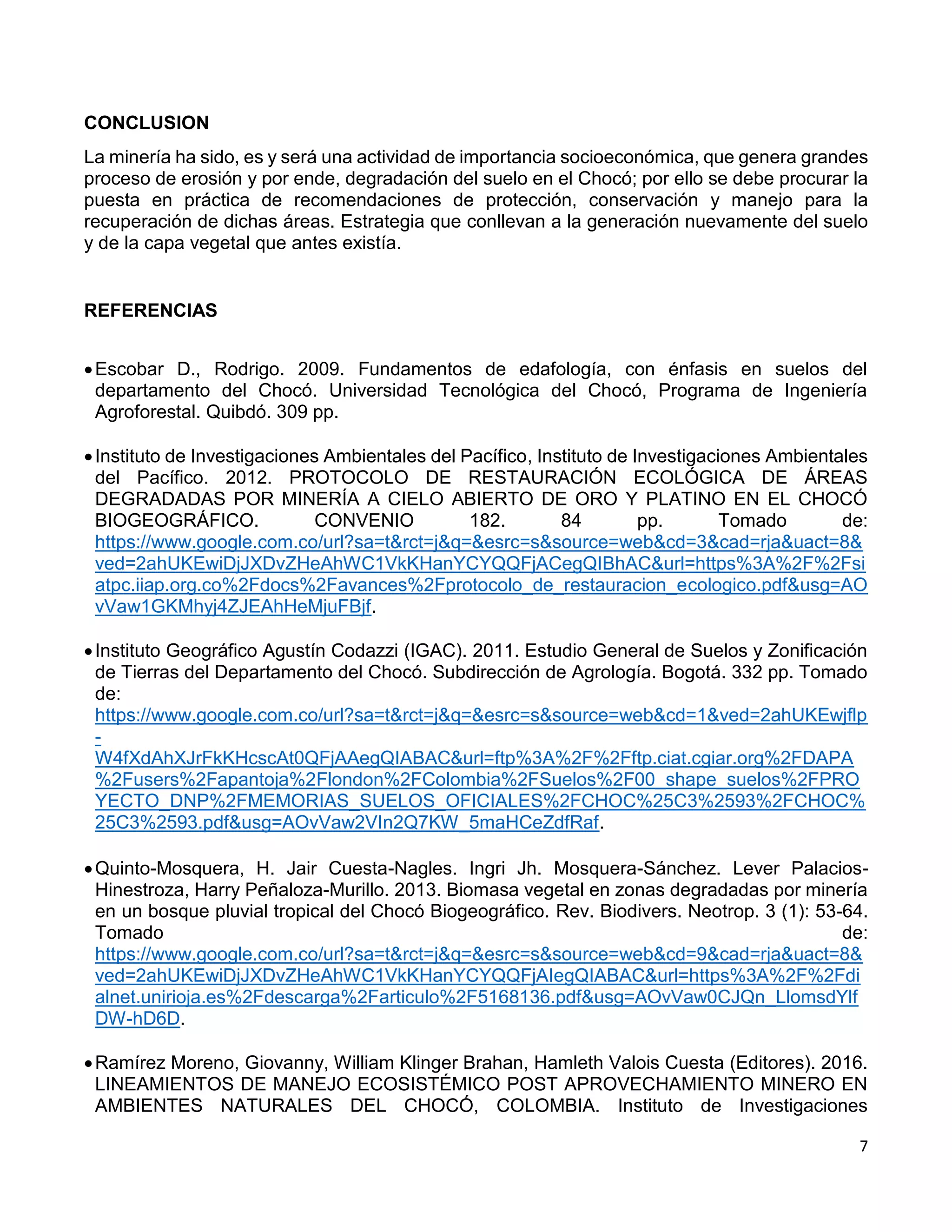 Degradacion suelos por mineria en el choco, ramos yan | PDF