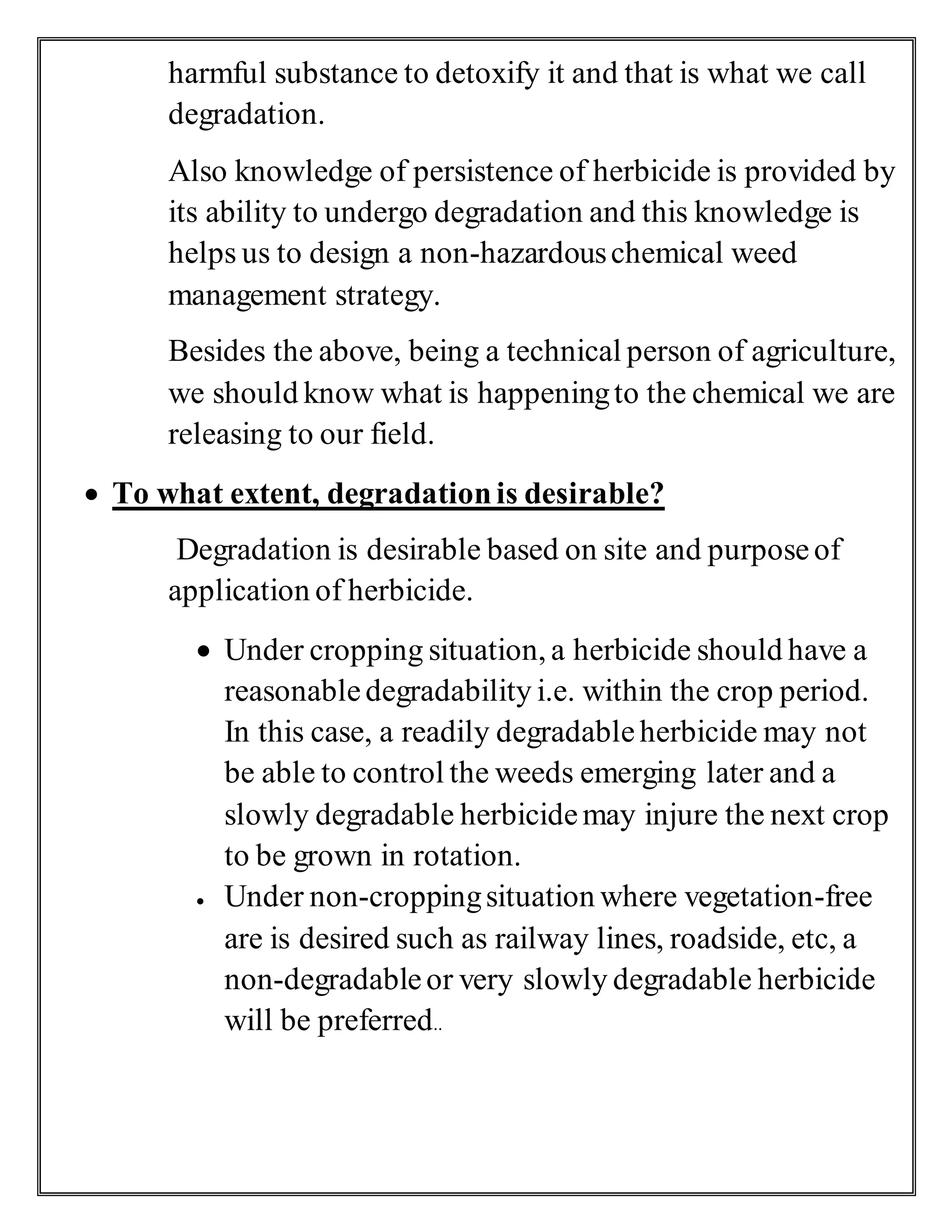 Degradation of herbicide in soil | DOCX