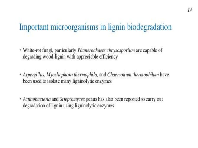 Degradation of lignin and cellulose using microbes | PPTX | Chemistry ...