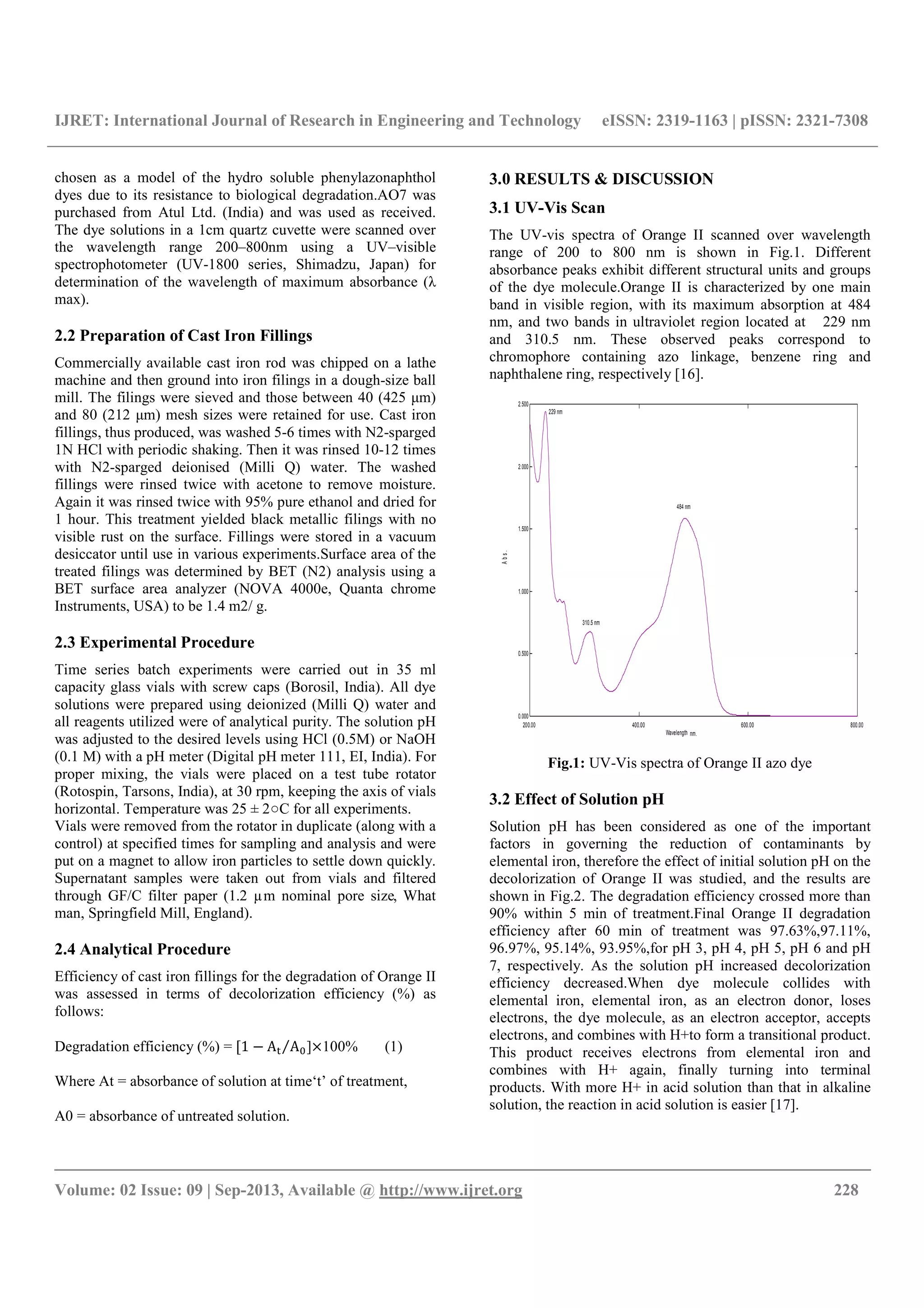 Degradation of mono azo dye in aqueous solution using | PDF