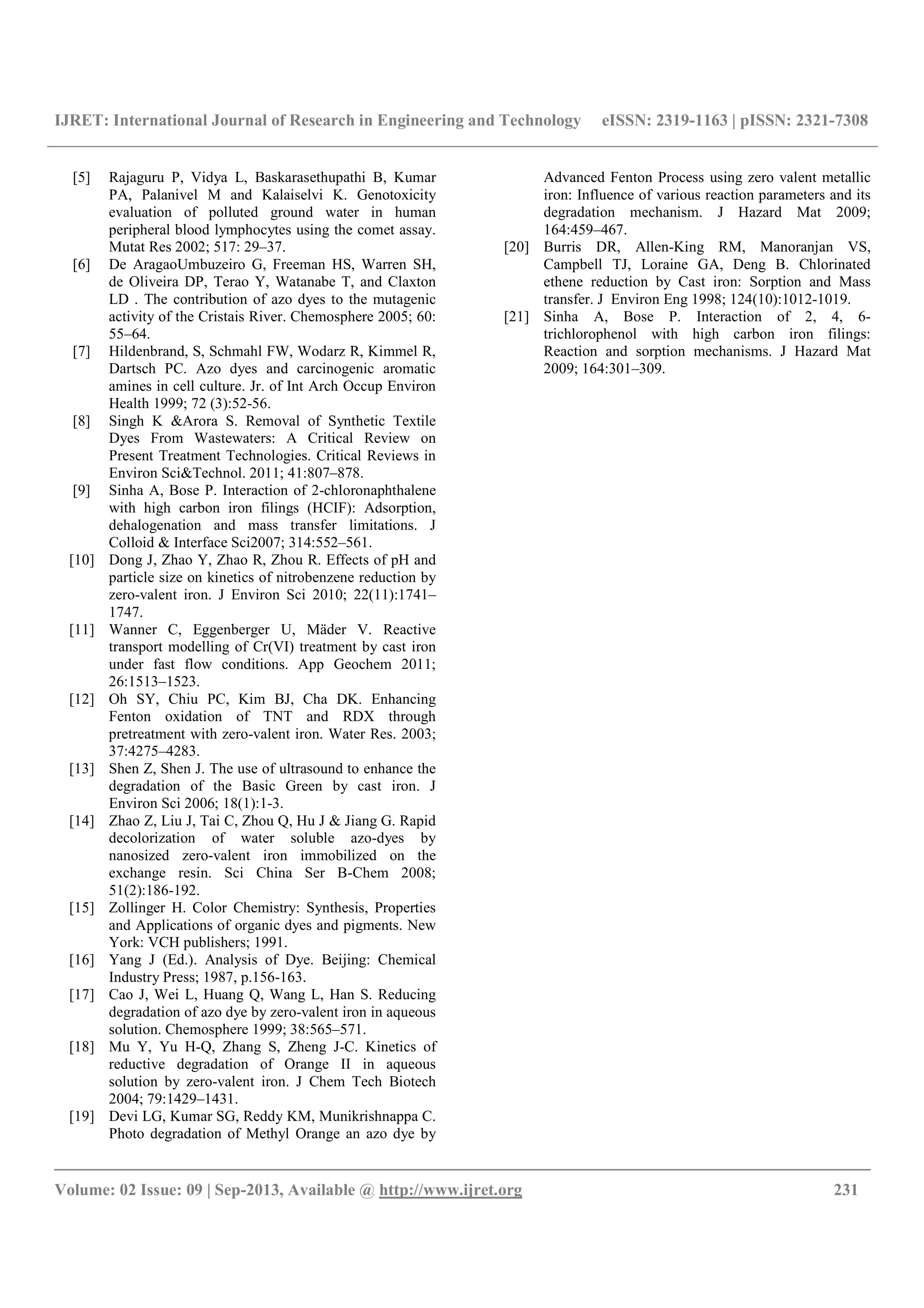 Degradation of mono azo dye in aqueous solution using | PDF