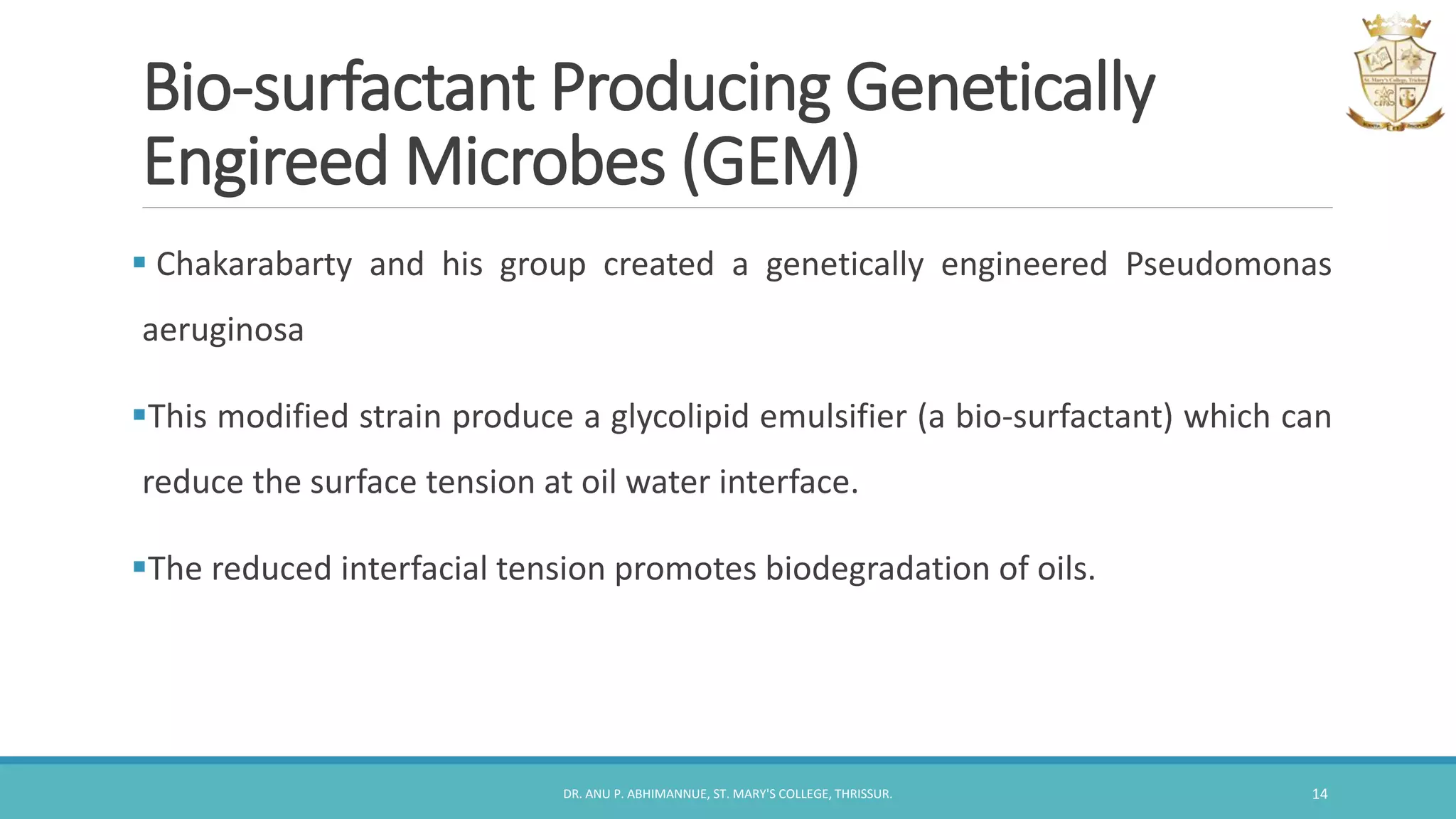 Degradative plasmids & superbug for oil spills | PPTX