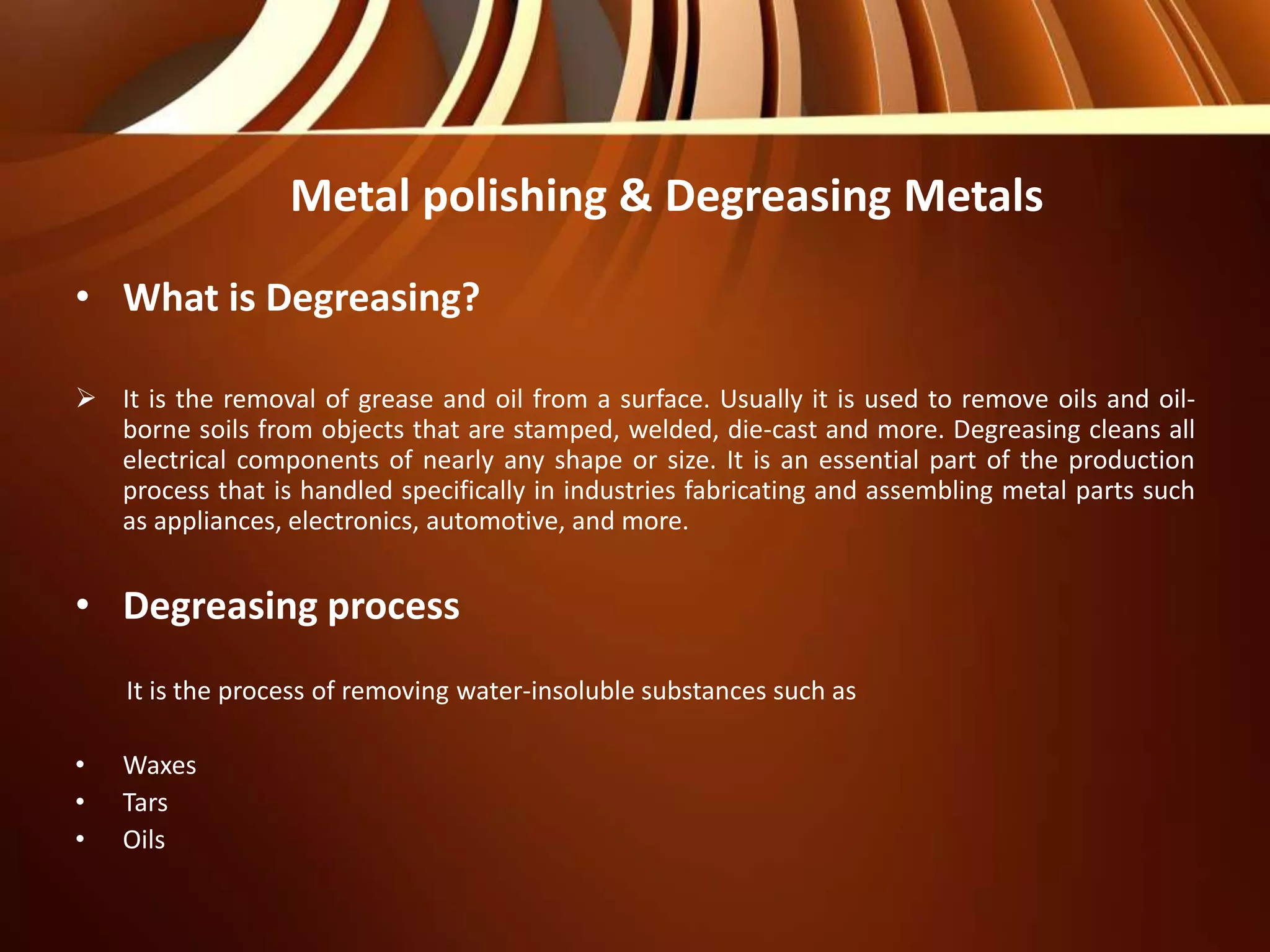 Degreaing metals | PPTX