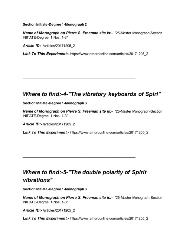 Degree 1 amorc experiments exercises-table_ofcontents_with_links_to ...