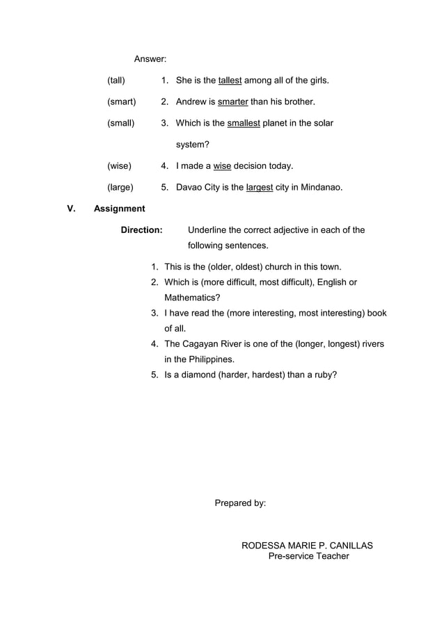 Semi-detailed Lesson Plan in English 6