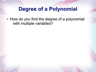 Degree of poly | PPT