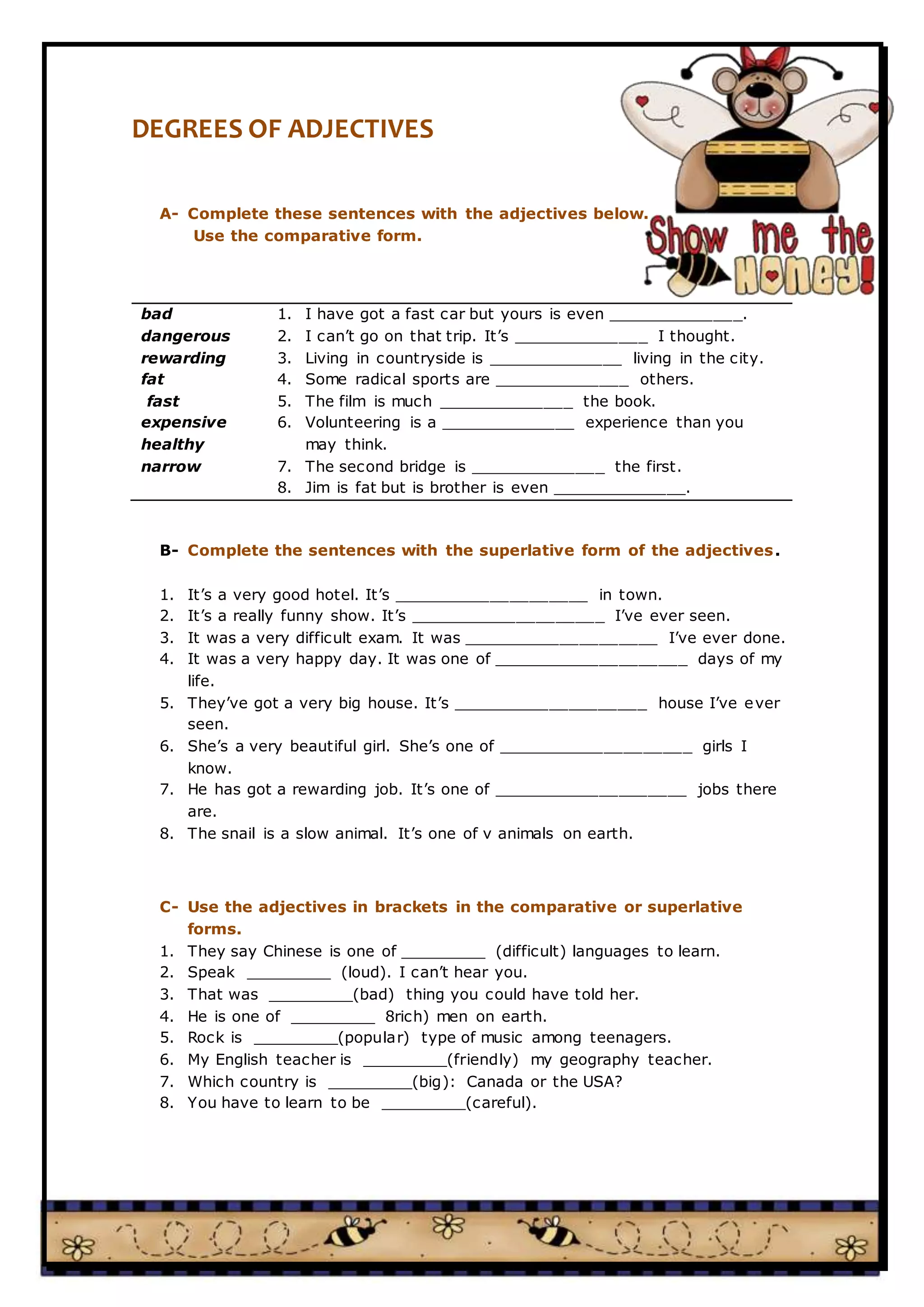 Comparatives and superlatives - adjectives- 2° | DOCX