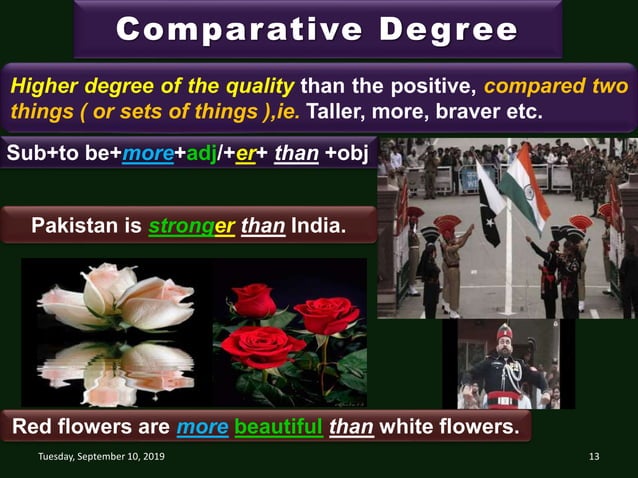 Degrees of comparison, Adjectives, positive degree, comparative degree ...