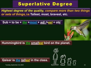 Degrees of comparison, Adjectives, positive degree, comparative degree ...