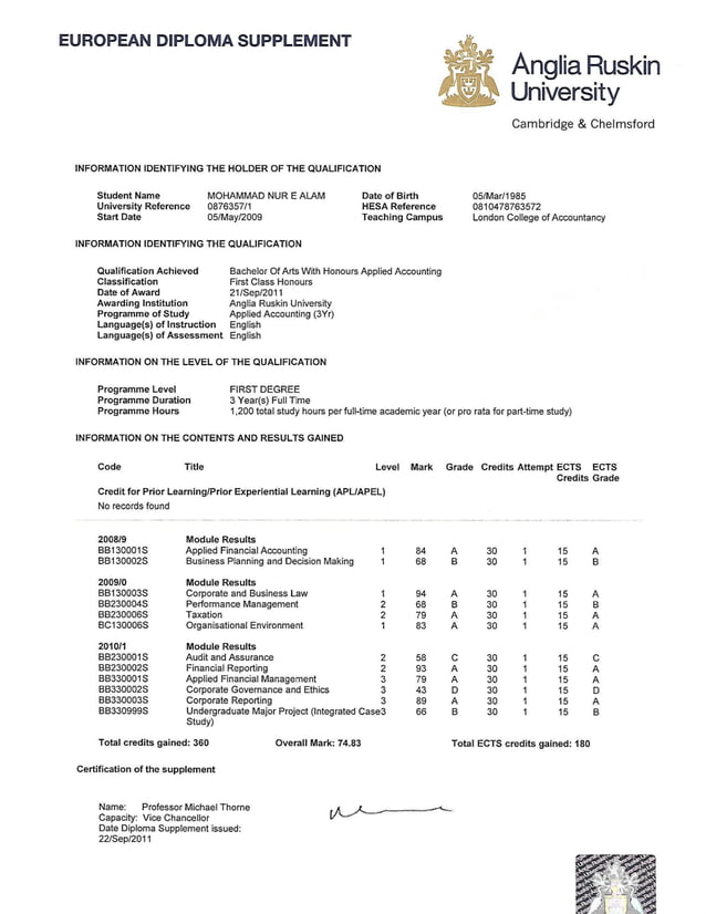 Degree transcript | PDF