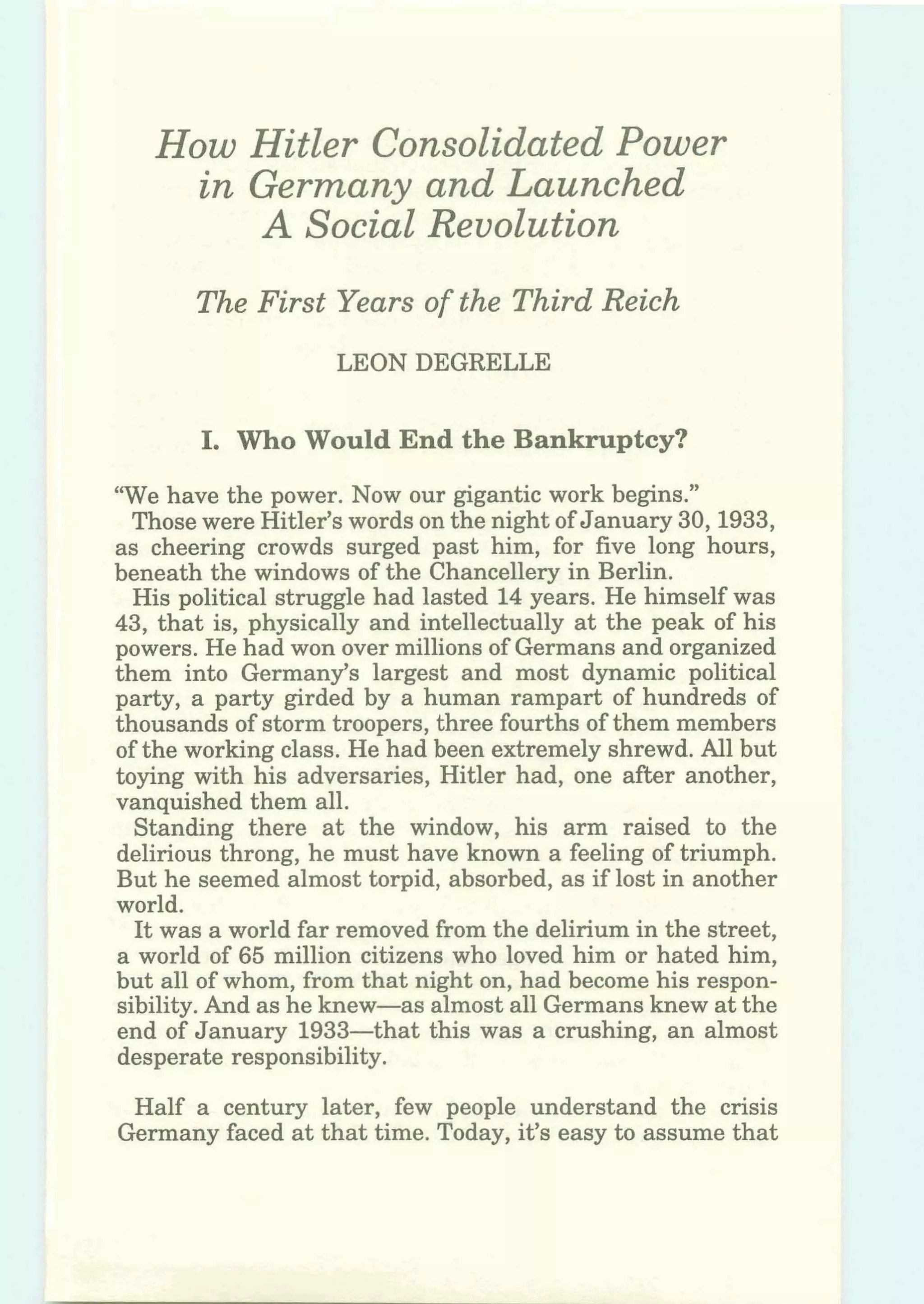 Degrelle, leon how hitler consolidated power in germany and launched a ...
