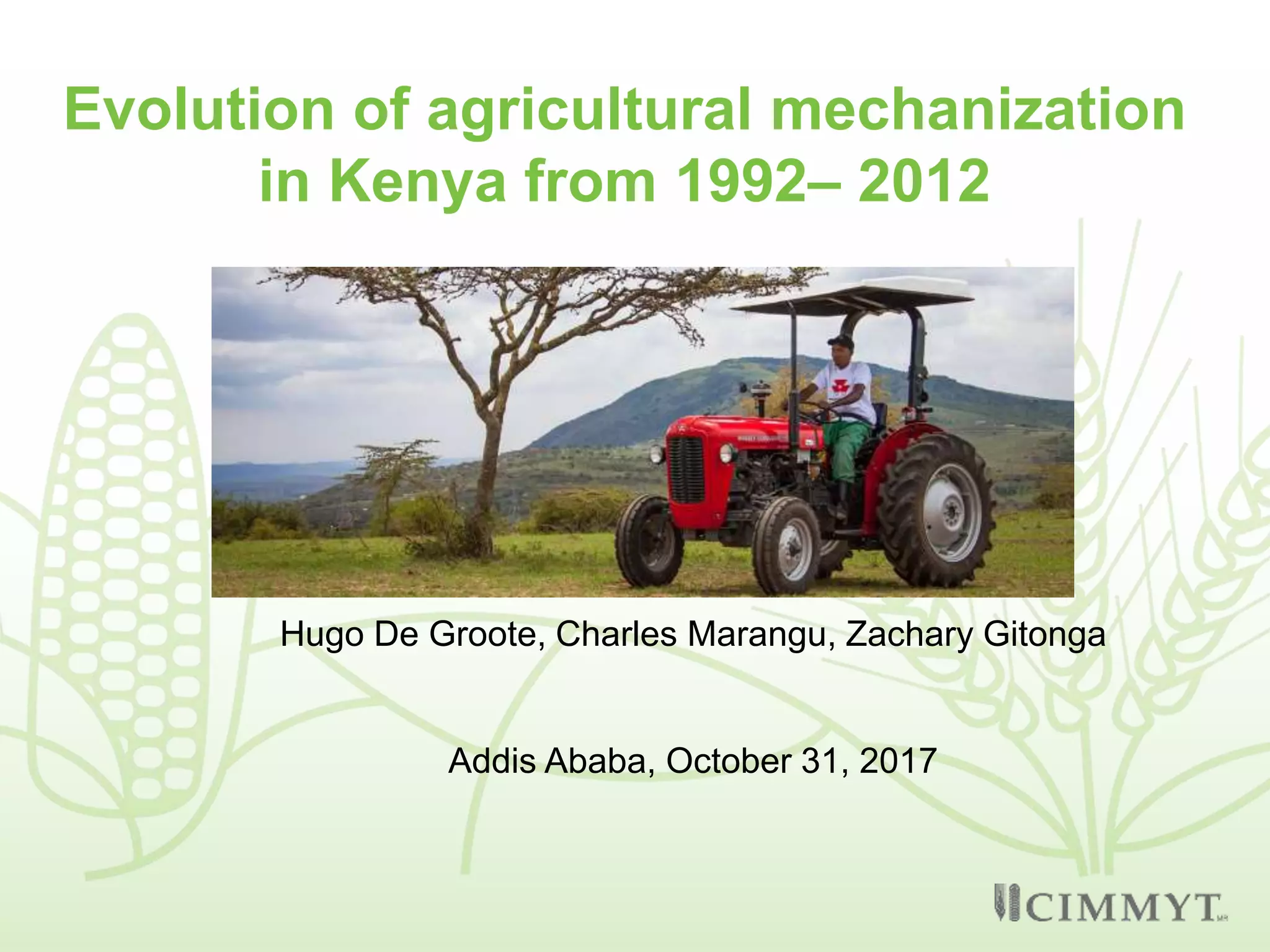 Evolution of agricultural mechanization in Kenya from 1992– 2012 | PPTX ...