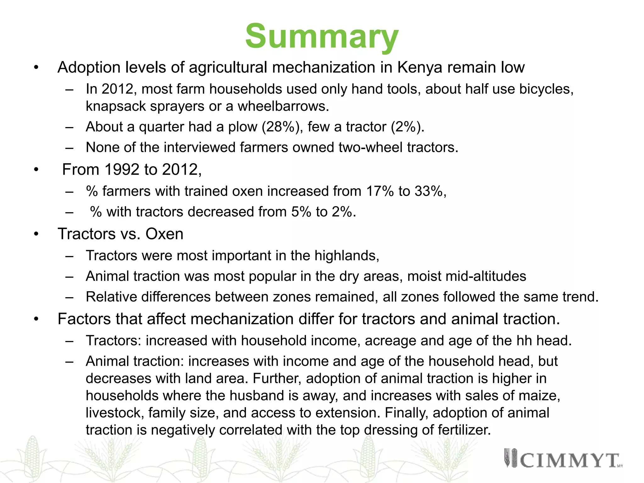 Evolution of agricultural mechanization in Kenya from 1992– 2012 | PPTX ...