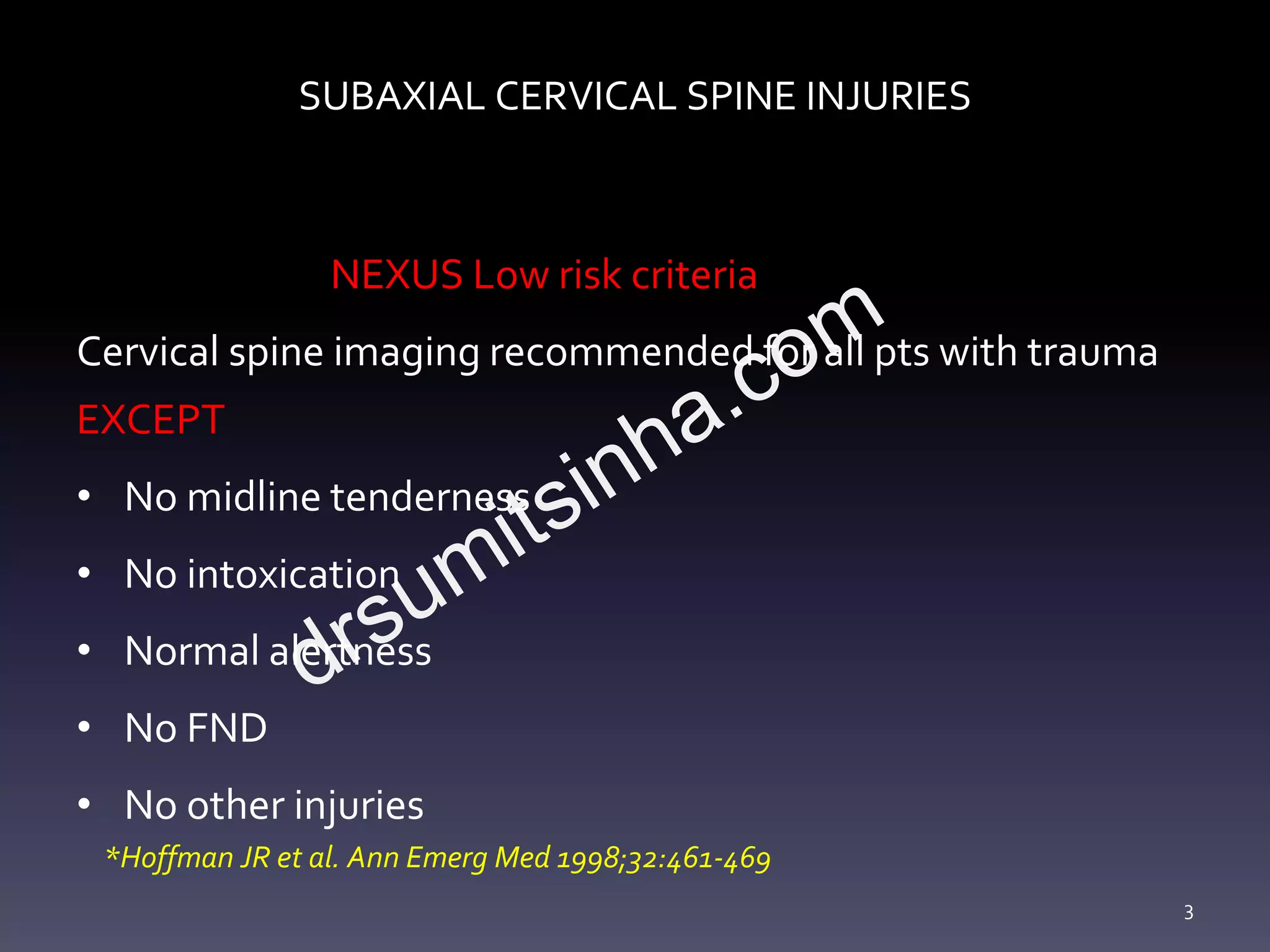 Subaxial Cervical Spine Injuries | PPTX