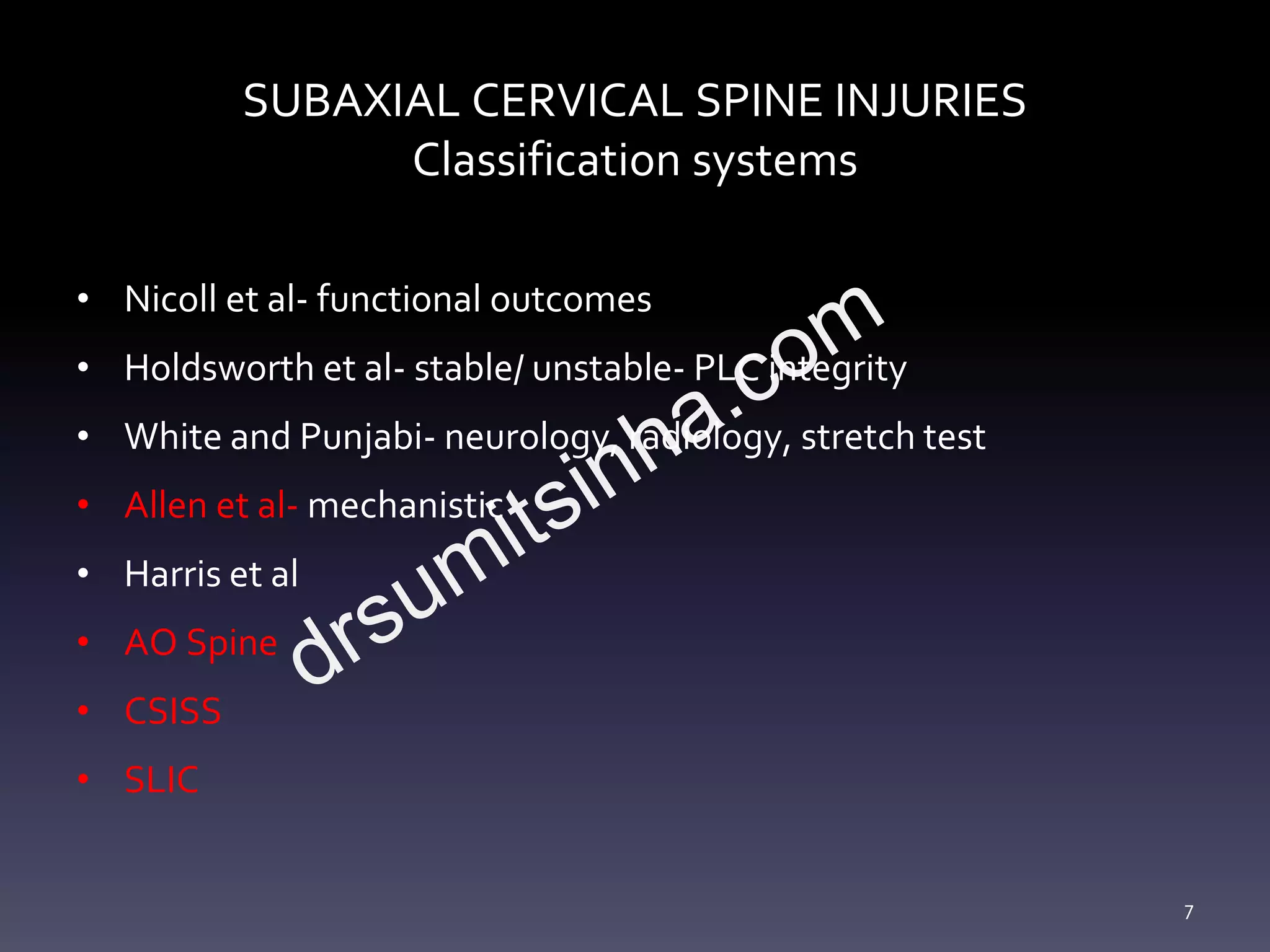 Subaxial Cervical Spine Injuries | PPTX