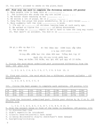 De hsg khoi 12 phu tho | DOC | Cold and Flu | Diseases and Conditions
