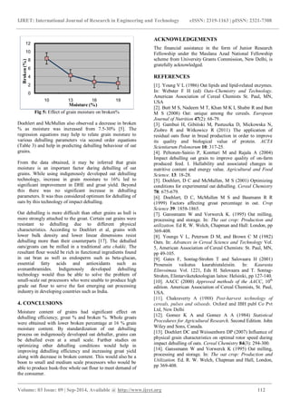 Dehulling characteristics of oat (ol 9 variety) as affected by grain ...