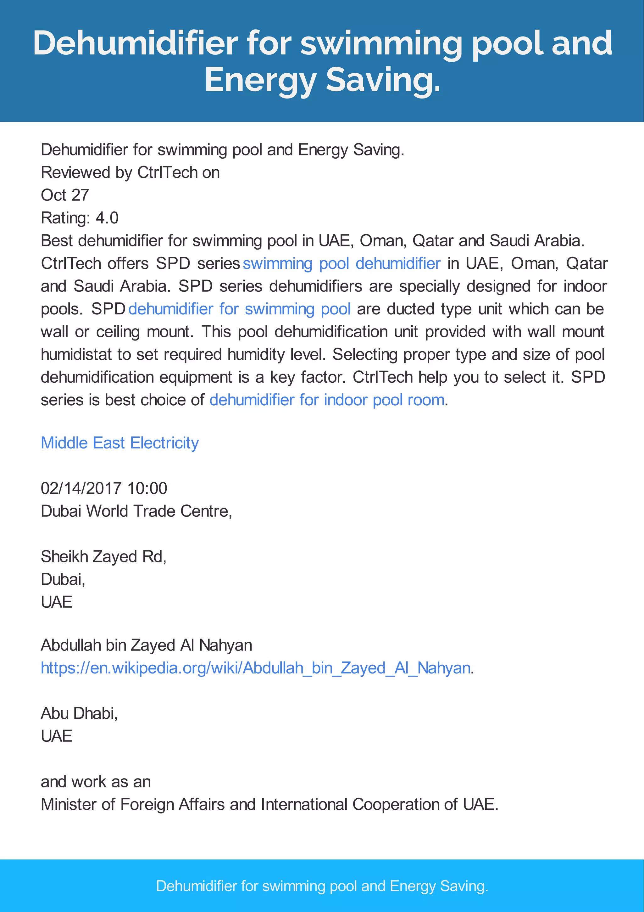 Dehumidifier for swimming pool and energy saving | PDF