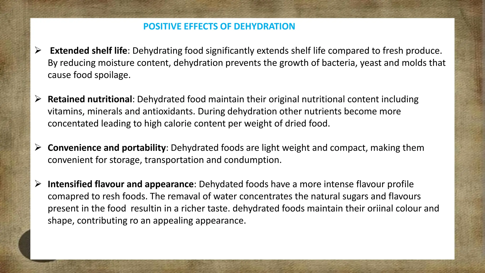 DEHYDRATION IN FOODS AND FOOD PRESERVATION | PPTX