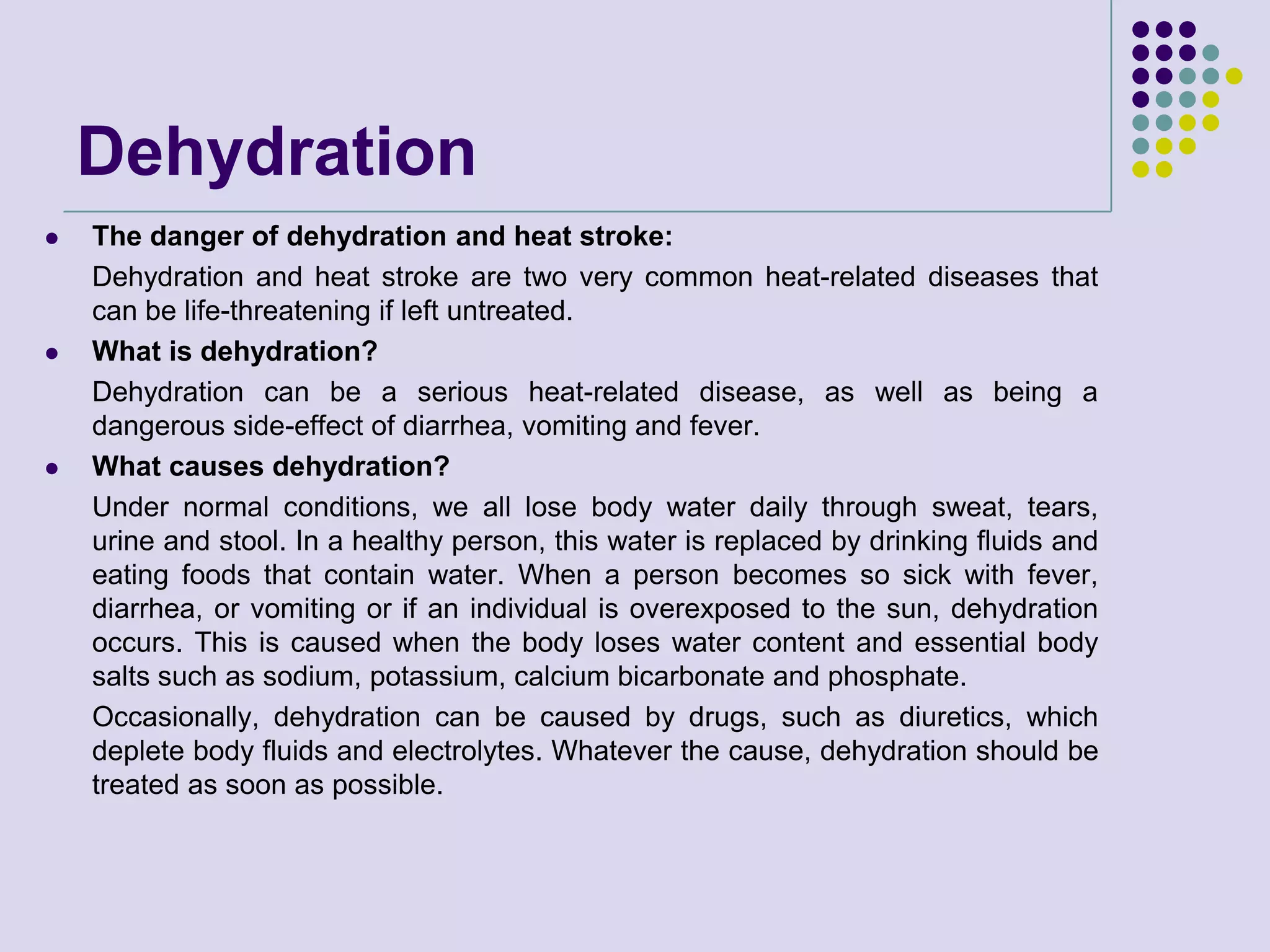 Dehydration and heat stroke | PPSX