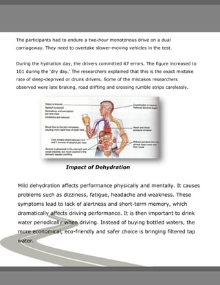 Dehydration driving a recently proven risk for road accidents ...