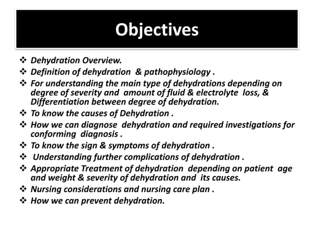 Dehydration in children | PPTX | First Aid | Injuries