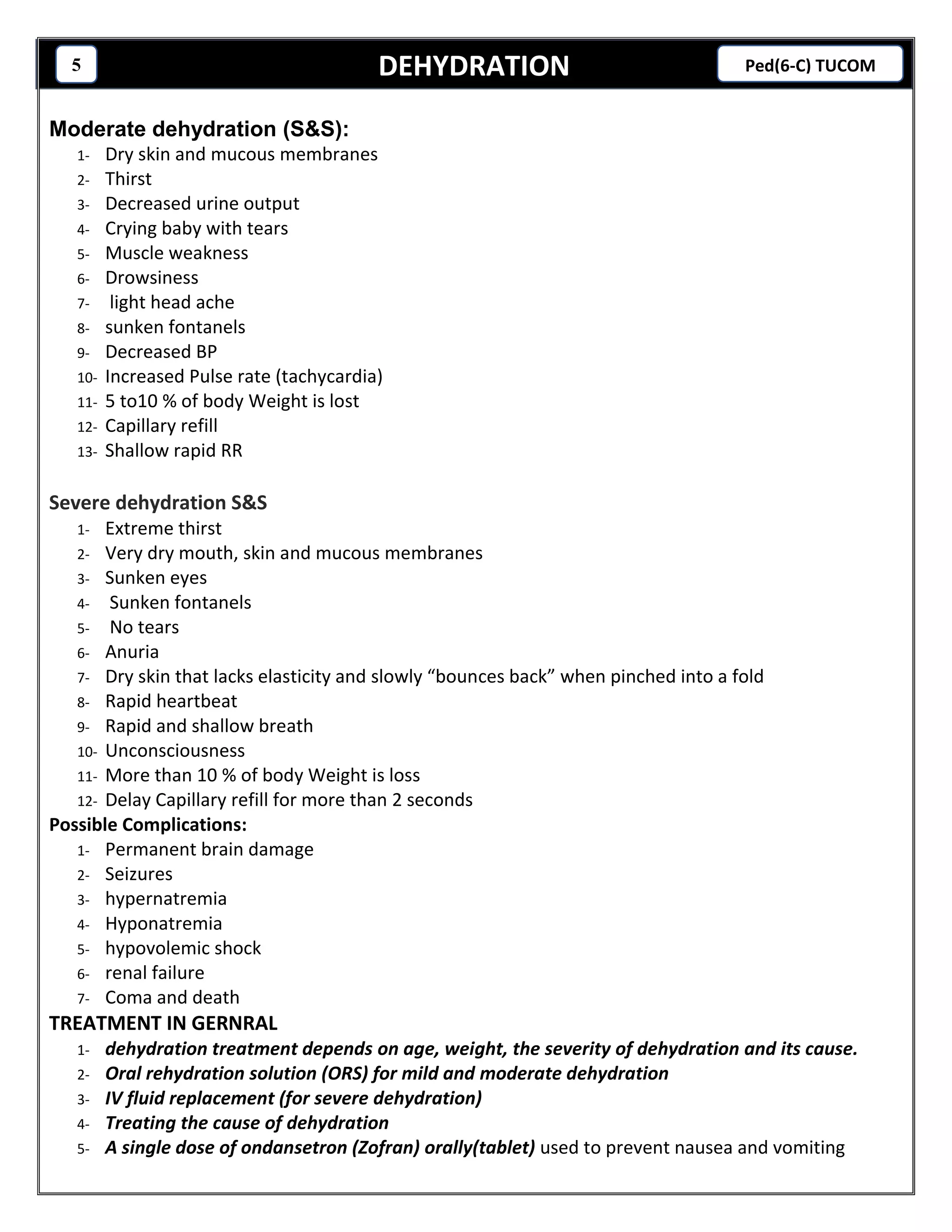 Dehydration in pediatreics | PDF