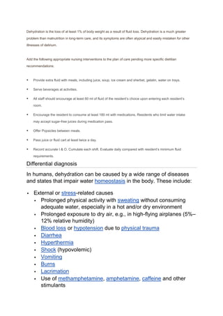 Dehydration | DOCX | Digestive Disorders | Diseases and Conditions