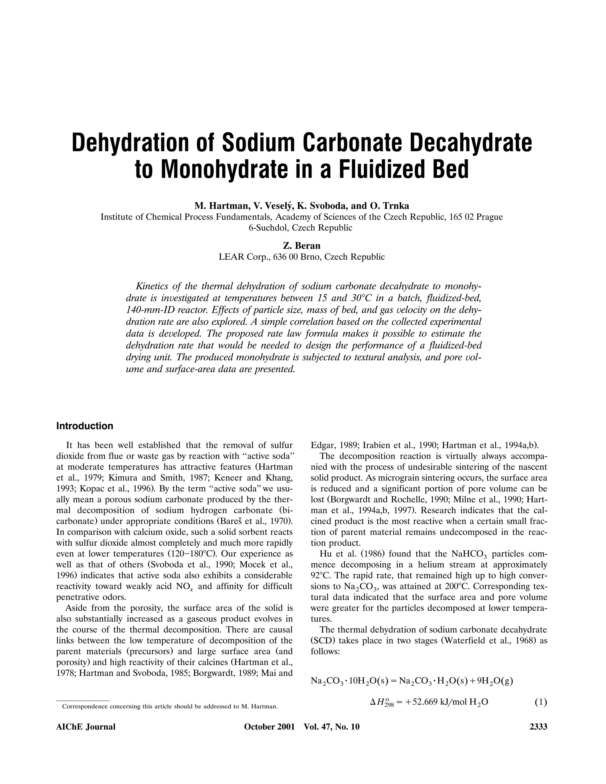 Dehydration of sodium carbonate decahydrate | PDF