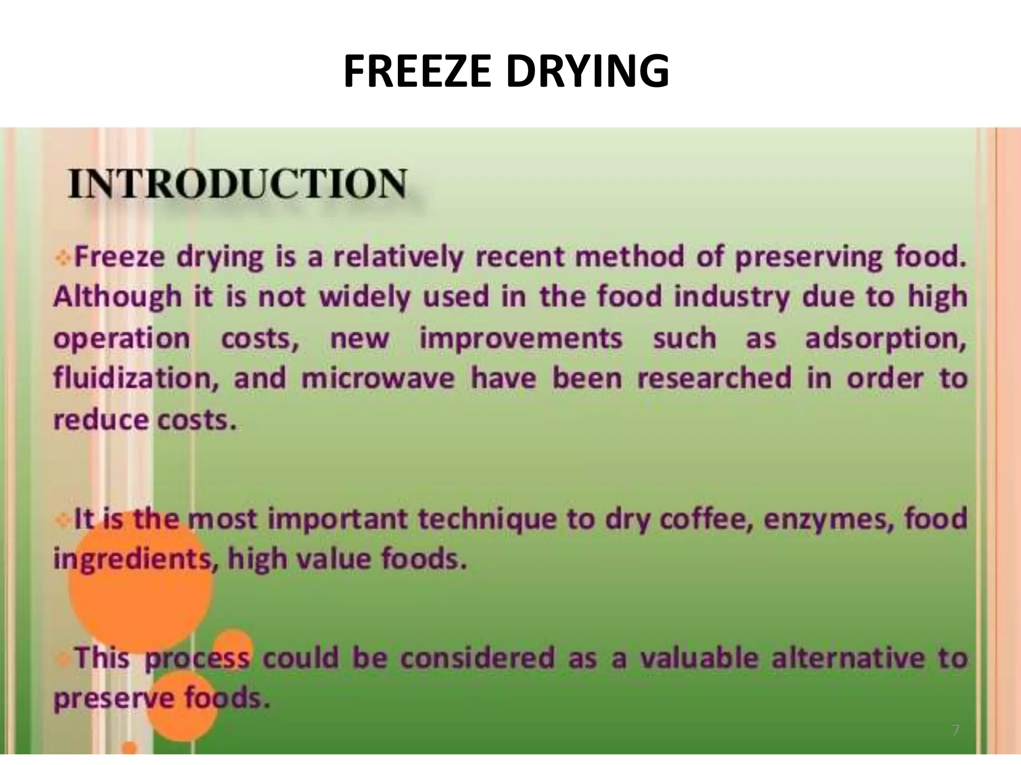Dehydro freezing, freeze drying, IQF | PDF