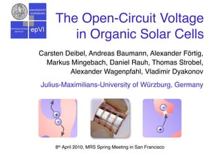 The open-circuit voltage in organic solar cells | PDF
