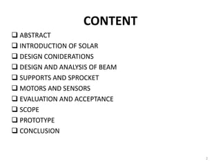 Design and analysis of solar support structure and daily tilting ...