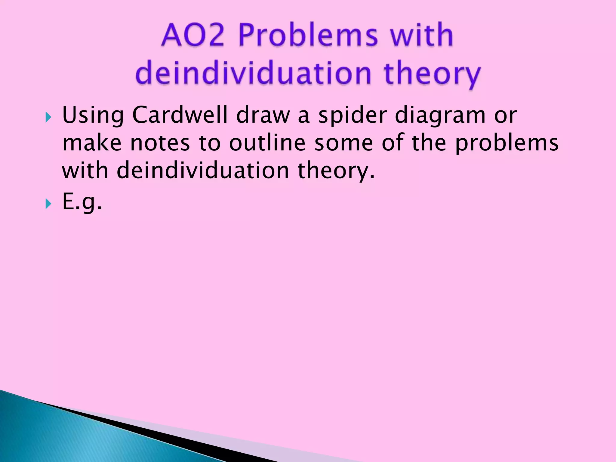 Deindividuation (Social psychological theories of aggression) A2 | PPT