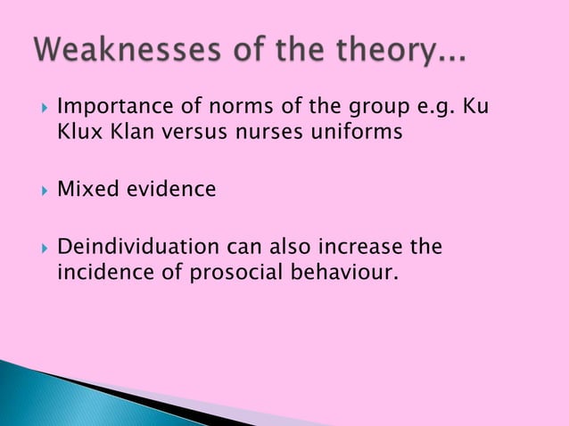 Deindividuation (Social psychological theories of aggression) A2 | PPT