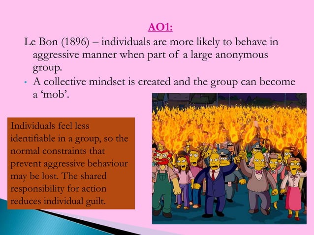 Deindividuation (Social psychological theories of aggression) A2 | PPT