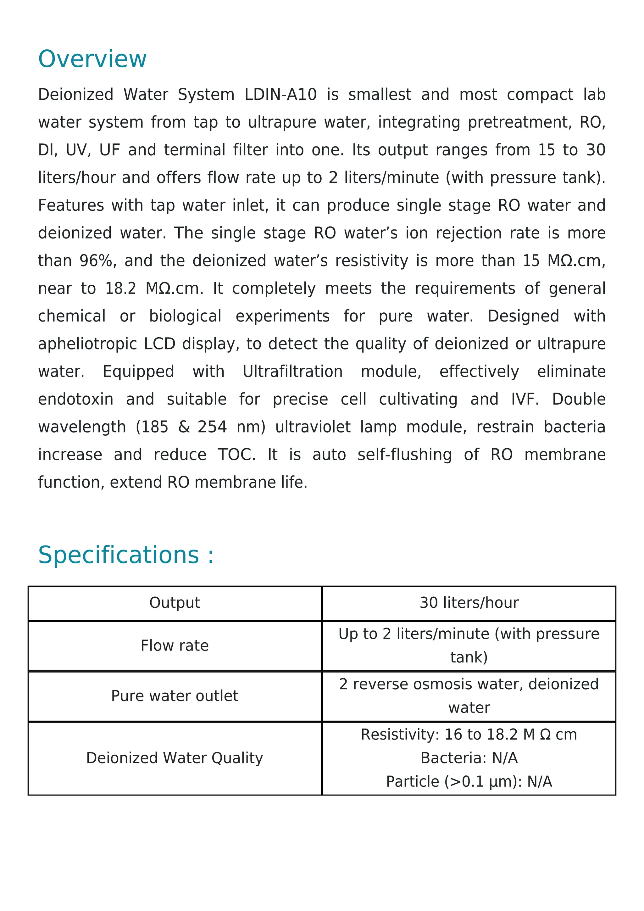 Deionized Water System | PDF