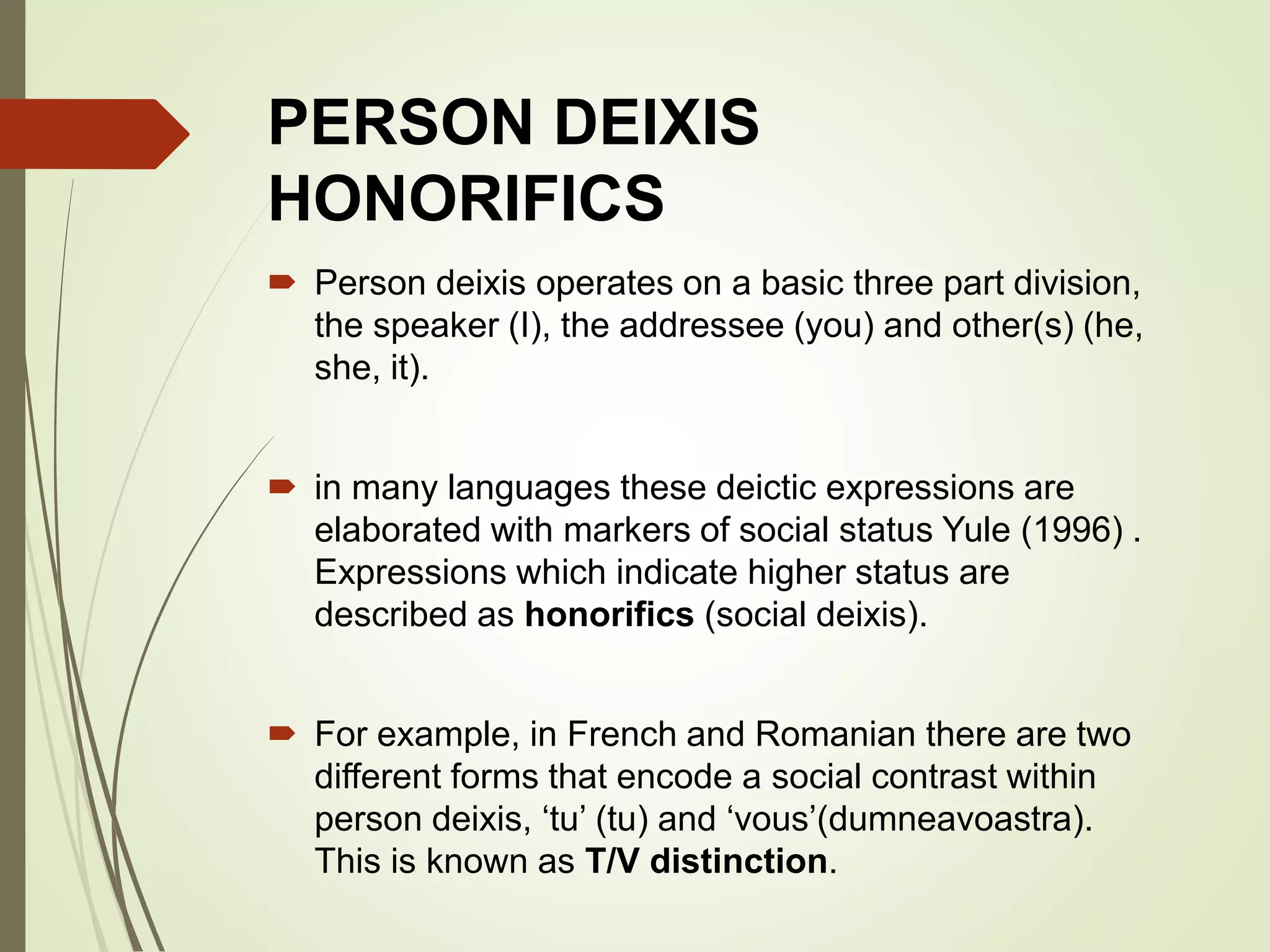 Deixis and distance | PPTX