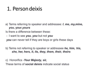 Deixis lecture | PPT