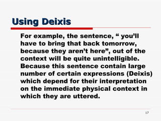 Deixis And Distance | PPT