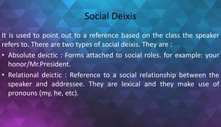 Deixis and Distance | PPT