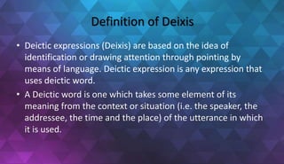 Deixis and Distance | PPTX